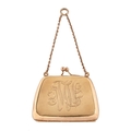 A 9 ct gold purse form compact, engraved to the back New Years Day 1917 ...