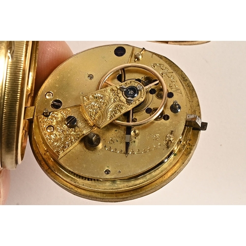 An 18 ct gold cased open faced pocket watch, London 1839, no signature ...