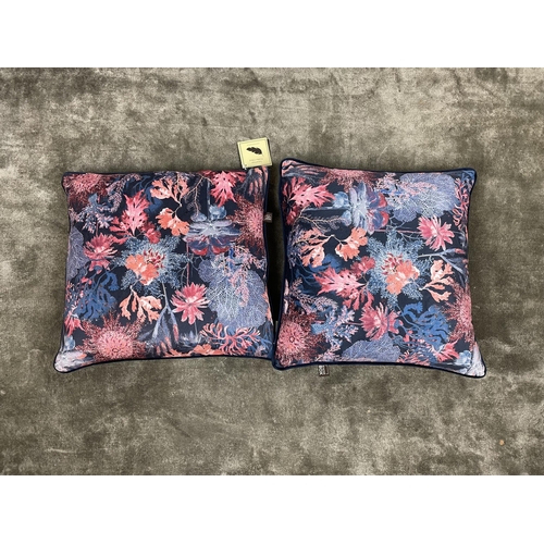 A Pair of Scatterbox Tempest Navy/Pink Scatter Cushions - 45cmx45cm