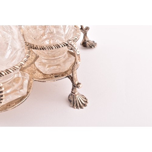 A George III silver cruet bottle stand, hallmarked London 1769 by Jabez ...