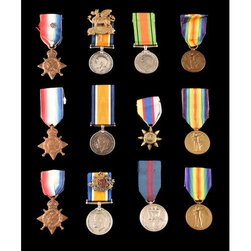 Three Great War Medal Trios, comprising the 1914-15 Star, the British ...