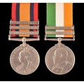 A Boer War medal pair awarded to: 5585 Sergeant. B. Draper 2nd ...