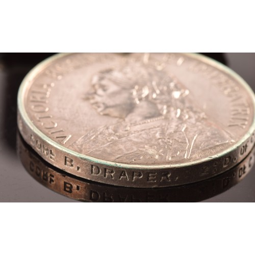 A Boer War medal pair awarded to: 5585 Sergeant. B. Draper 2nd ...