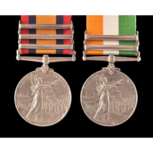 A Boer War medal pair awarded to: 5585 Sergeant. B. Draper 2nd ...