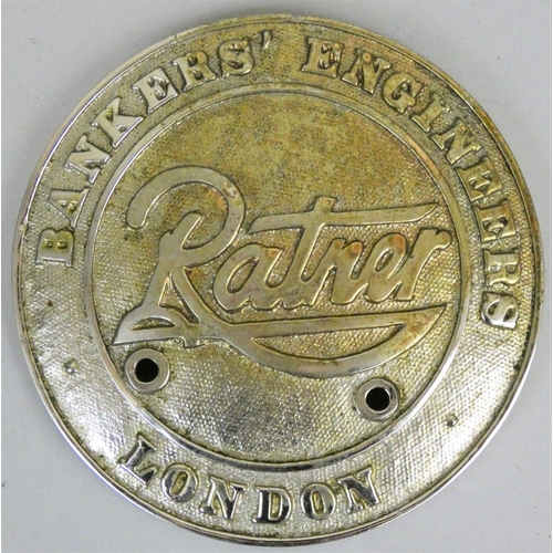 A brass safe plate 'Milners' Patent No. 212...', 25 x 23cm, together ...