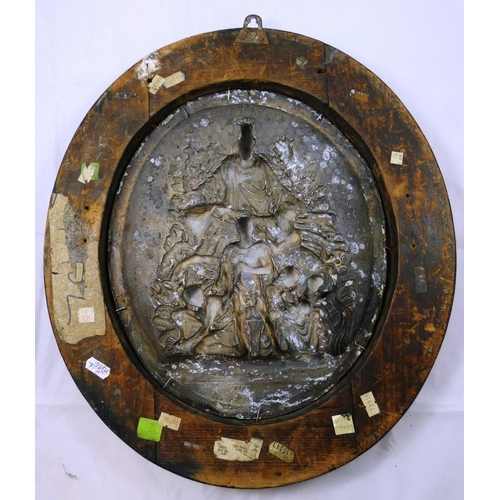 An electrotype relief oval panel, entitled La Paix 1815, signed ...