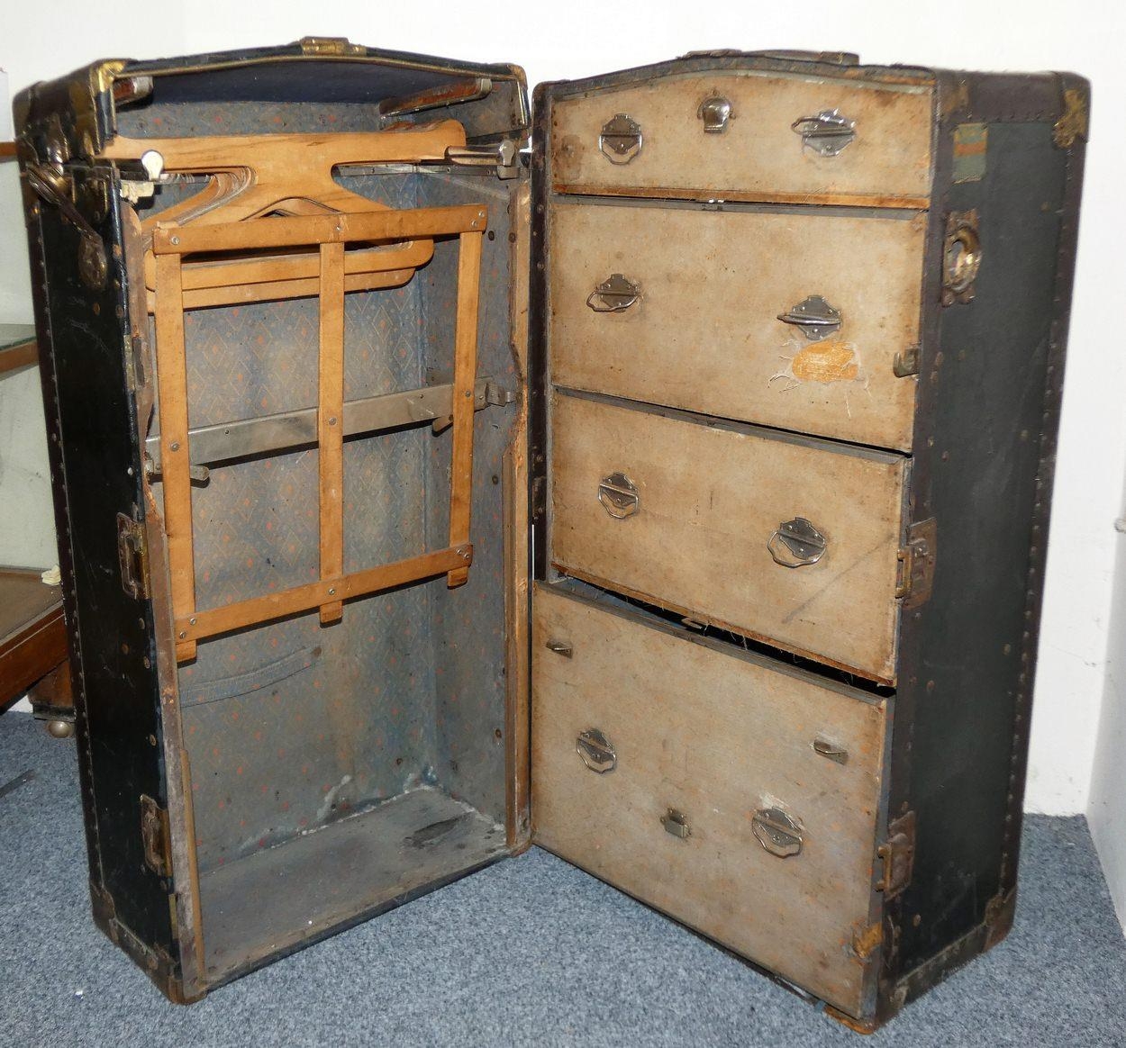 Antique Wardrobe Trunk An American Belber Wardrobe Steamer Trunk, C.