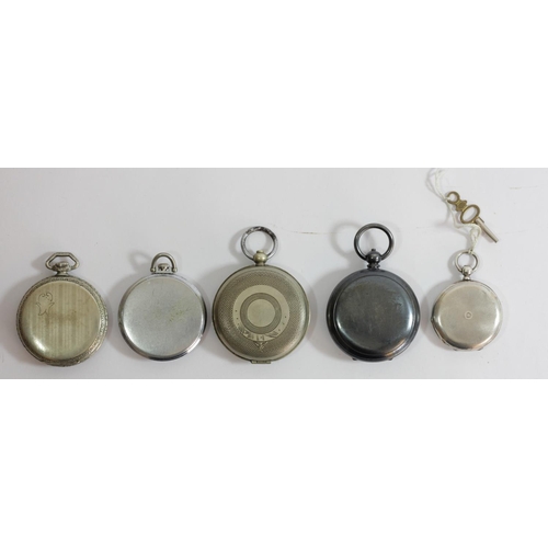 Tiega, an Art Deco key wind open face nickel pocket watch, the movement ...