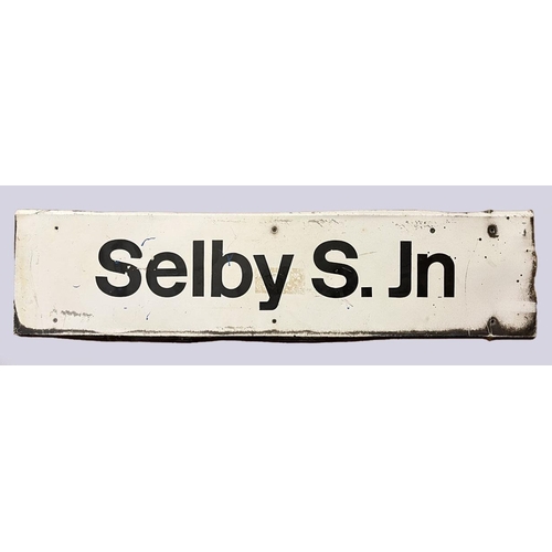An enamel Selby South Junction signal box sign, 31 x 124cm