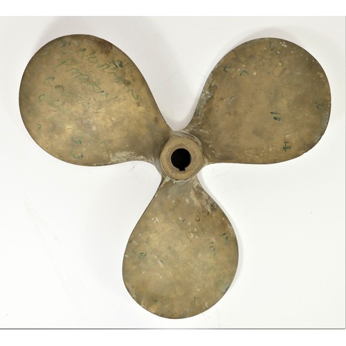 A bronze ship's propeller, diameter 25", pitch 17" RH, stamped, 25 x 17 ...