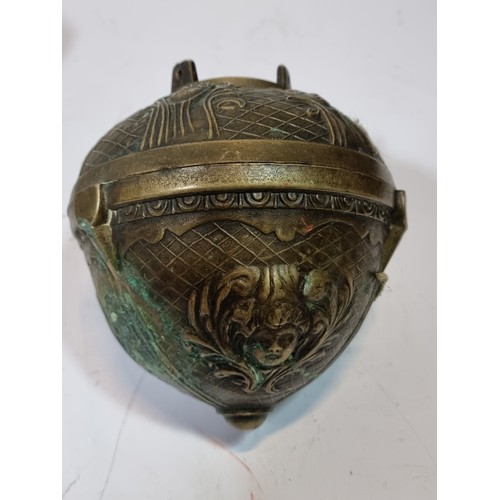 A late 19th century brass ceiling lamp weight, probably French, with ...