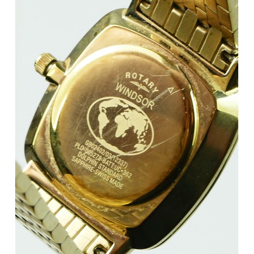 Rotary, Windsor, a gold plated date quartz gentleman's wristwatch ...
