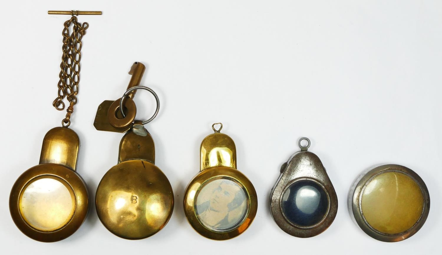 A Victorian brass miners protective pocket watch case, hinged ...