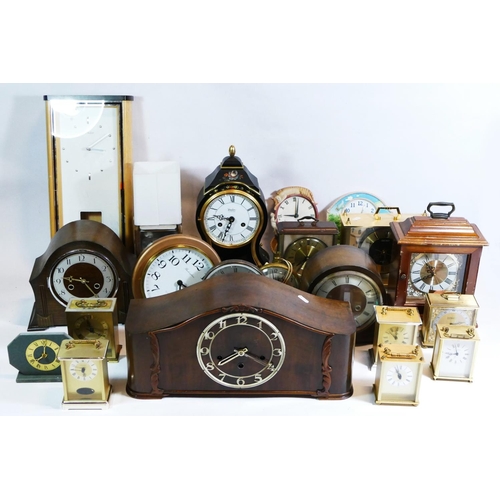 A collection of clocks in four boxes, to include mantel clocks, wall ...