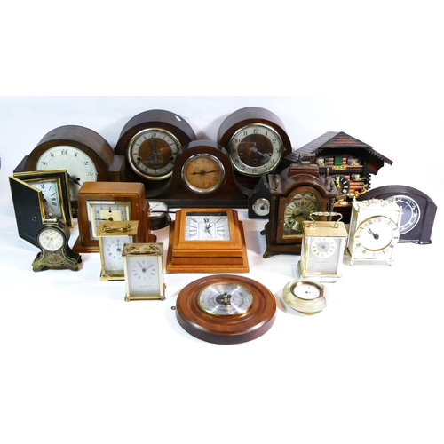 A collection of clocks in four boxes, to include mantel clocks, wall ...