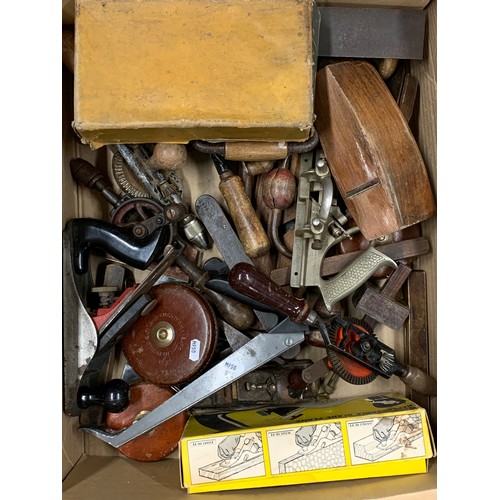 A collection of carpenters hand tools, to include hand planes by ...