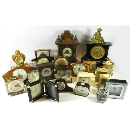 A collection of mantel clocks to include Smiths bakelite and ...