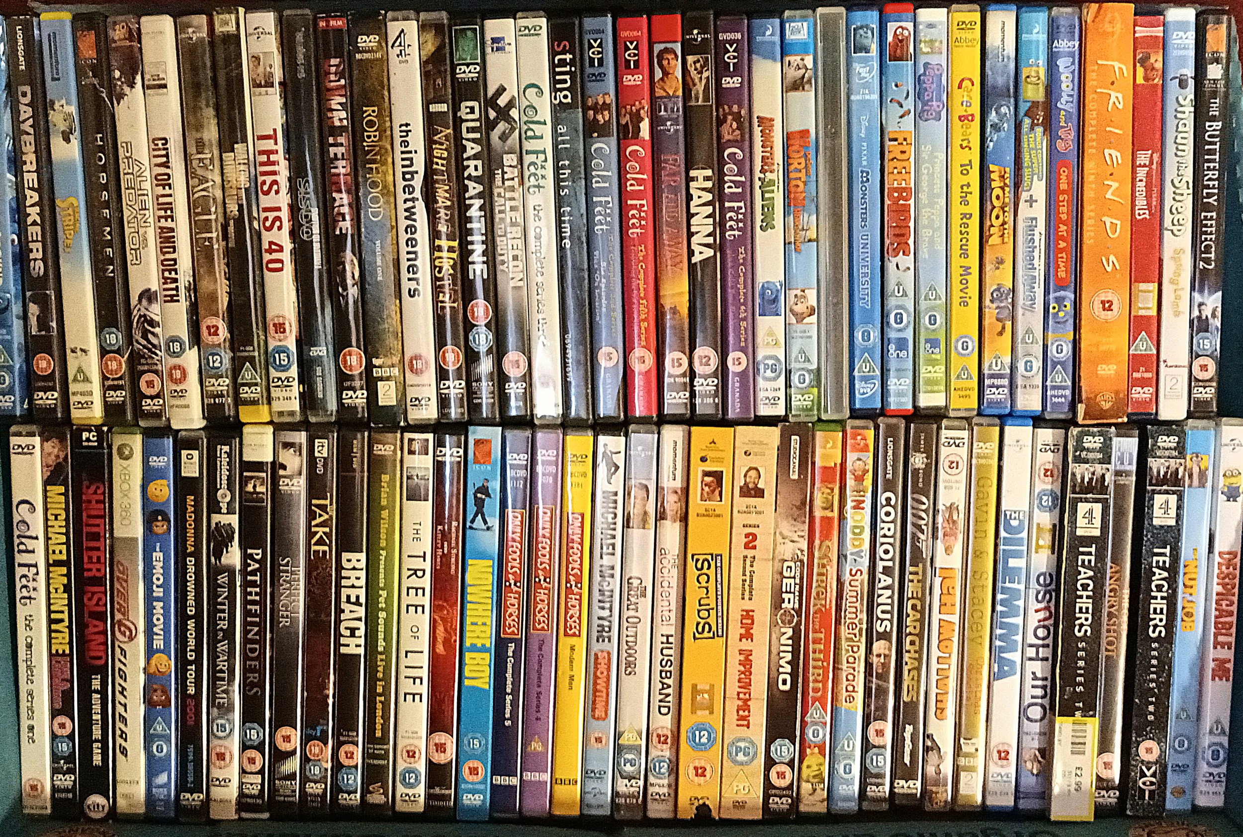 Three boxes of DVDs including films, box sets and documentaries ...