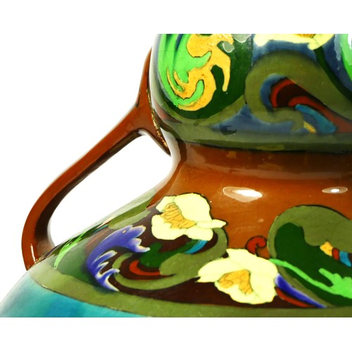 A pair of Wileman & Co. Foley Intarsio two handled double gourd vases ...