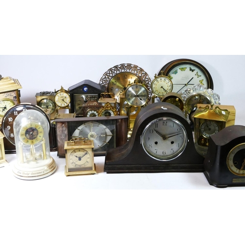A collection of mid 20th century clocks, to include Bakelite, mahogany ...