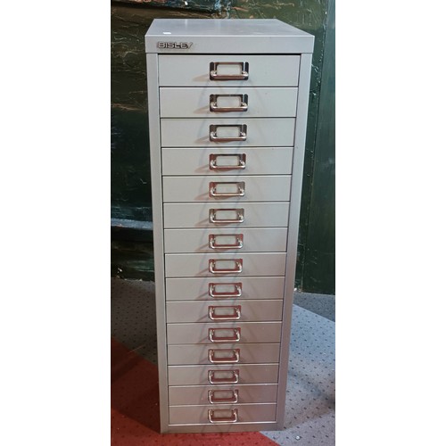 A set of free standing metal document drawers, made by Bisley, consists ...