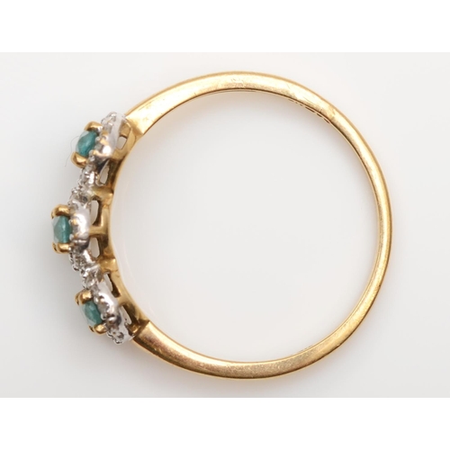 A 9ct gold blue stone and diamond triple cluster ring, R, 2.3gm