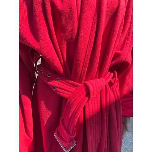1980's CM Creation Mademoiselle, red swing/duster coat with belt, wool ...