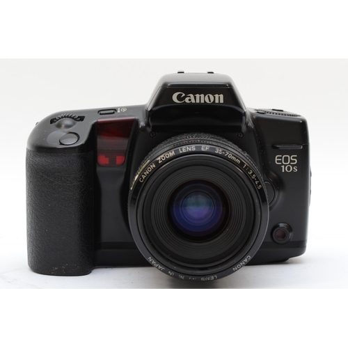 Seven film cameras, to include a Canon EOS 10s 35mm film camera, with a ...