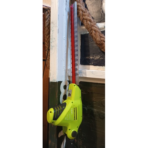 A Garden Gear extendable hedge trimmer, together with a Bosch cordless ...