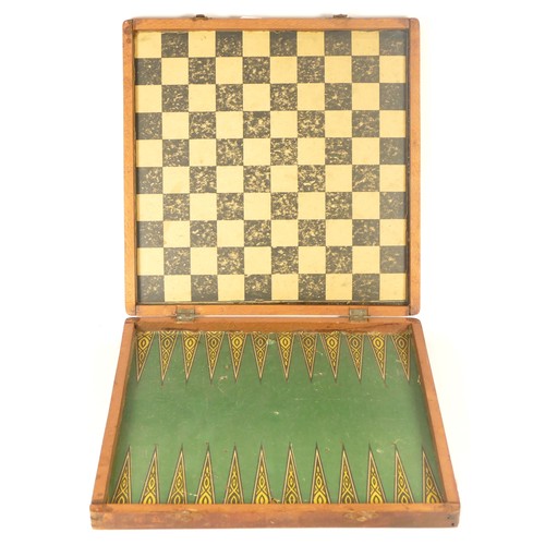 A French Jeu De L'oie (Game Of The Goose) game board, hinged, opens to ...