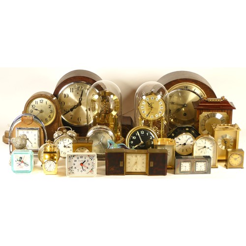 Two boxes of clocks, including mechanical and quartz examples ...