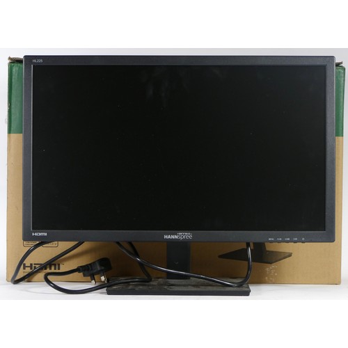 A HannSpree 21.5 inch LCD monitor, with box, together with a Samsung 24 ...