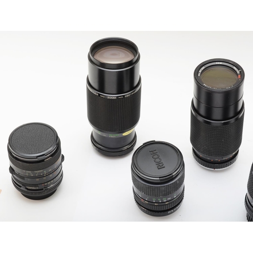 Fourteen camera lenses, to include a Prinzflex 35mm-70mm f3.5-f4.5, a ...