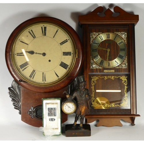A collection of early 20th century and later mantel clocks and wall ...
