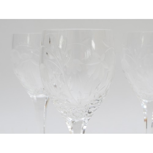 A set of six Stuart cut crystal 'Cascade' wine glasses, 19.5cm tall. (6)