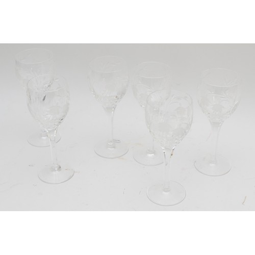 A set of six Stuart cut crystal 'Cascade' wine glasses, 19.5cm tall. (6)