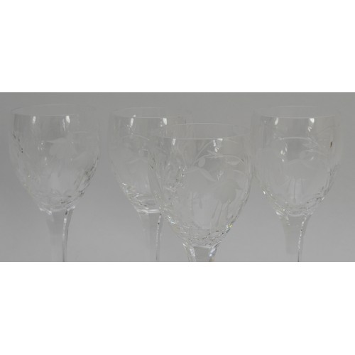 A set of six Stuart cut crystal 'Cascade' wine glasses, 19.5cm tall. (6)
