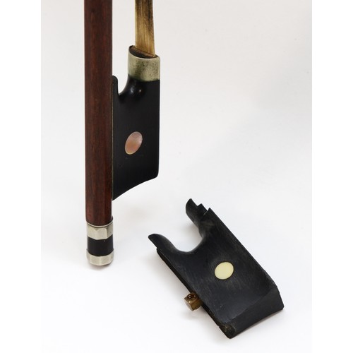 Dodd, a violin bow, the octagonal body with white metal adjuster, ebony ...