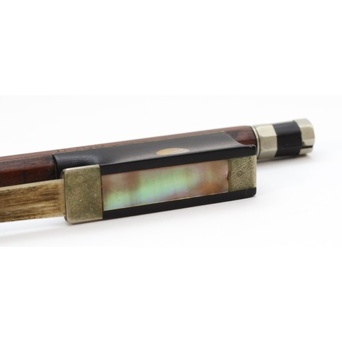 Dodd, a violin bow, the octagonal body with white metal adjuster, ebony ...