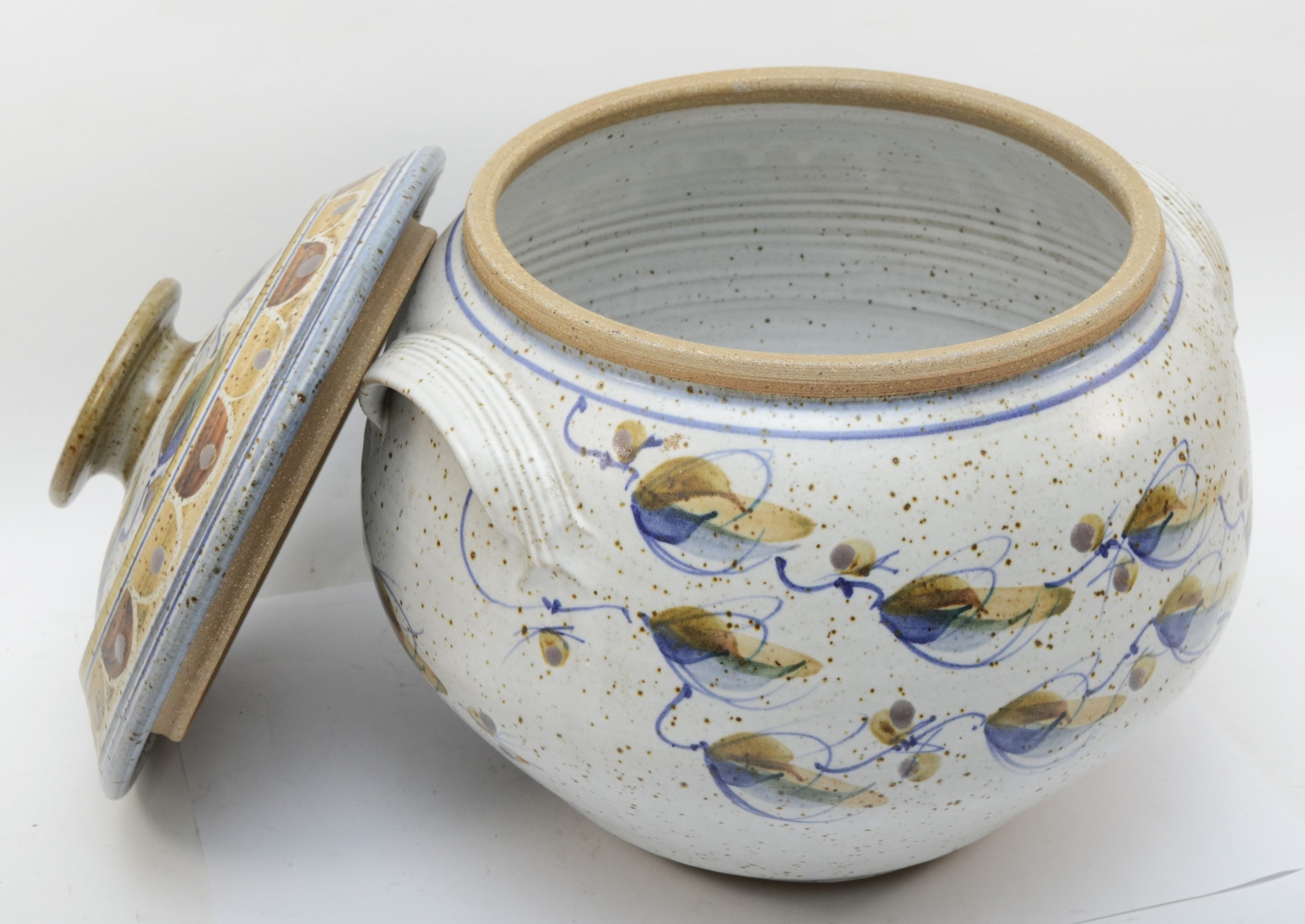 Andrew Hague Askrigg Pottery, a large twin handled lidded jar, stamped ...
