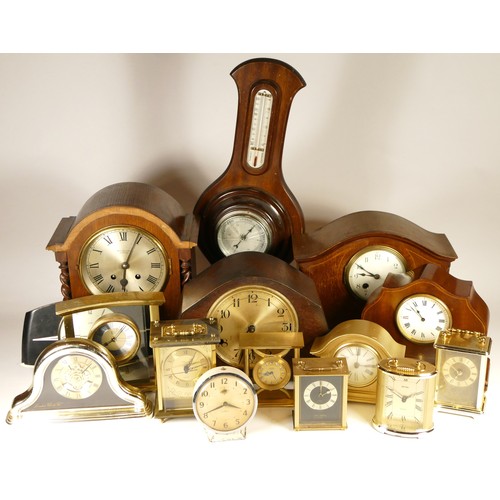 A collection of mid 20th century and later clocks, to include mantel ...
