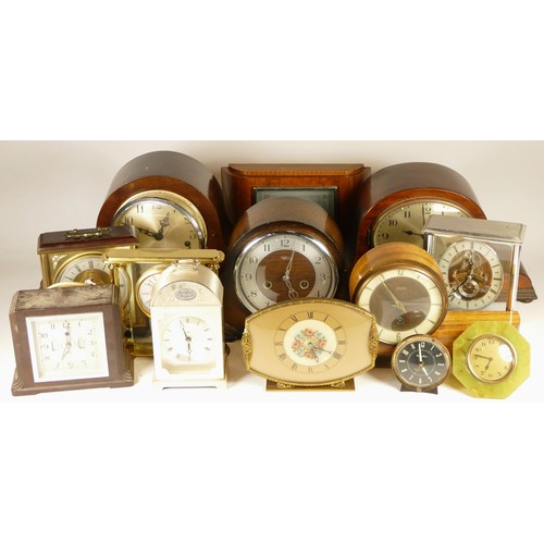 A collection of mid 20th century and later clocks, to include mantel ...