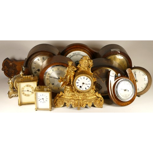 A collection of mid 20th century and later clocks, to include mantel ...