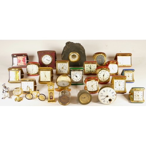 A collection of miniature novelty clocks, together with a quantity of ...