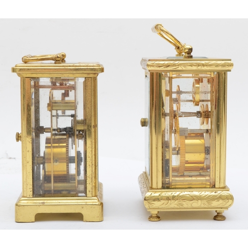 A Taylor & Bligh brass cased 8 day carriage clock, 12cm, together with ...