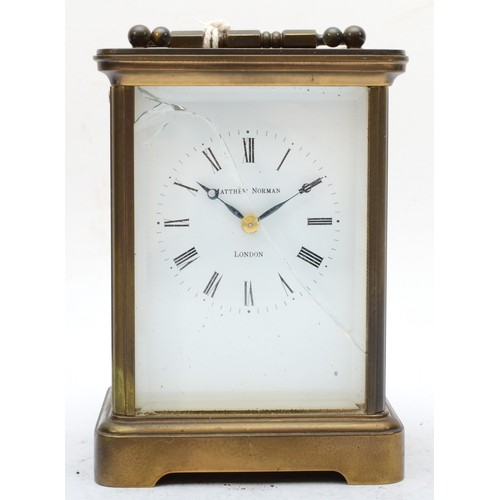 A 20th century Matthew Norman brass corniche and four glass striking ...