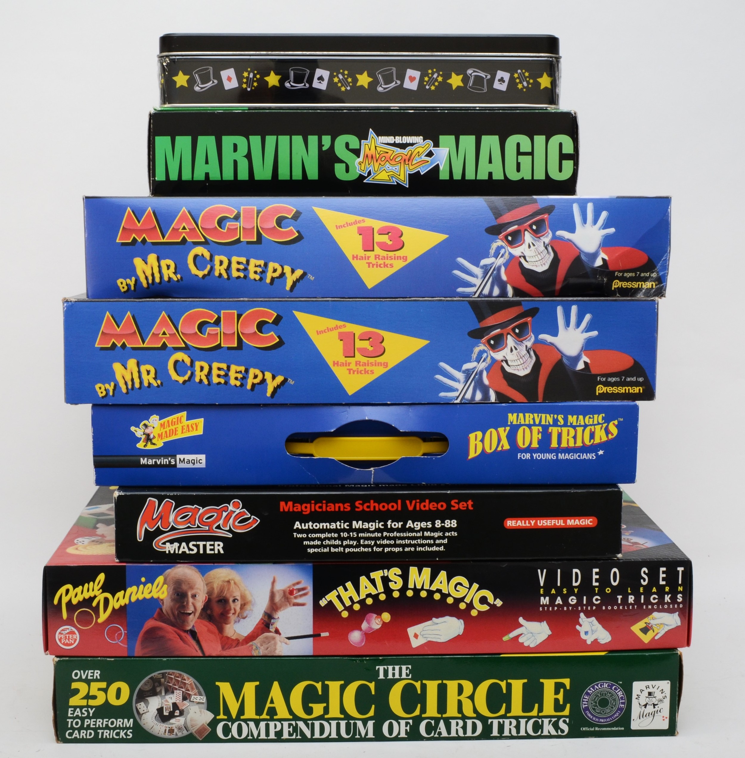 A collection of boxed magic tricks to include Marvin's Magic, Mr Creepy ...
