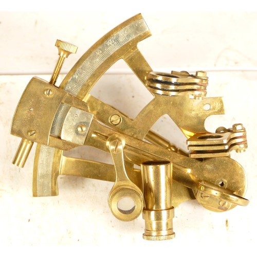 A late 20th century Stanley of London walnut cased brass sextant, 12 ...