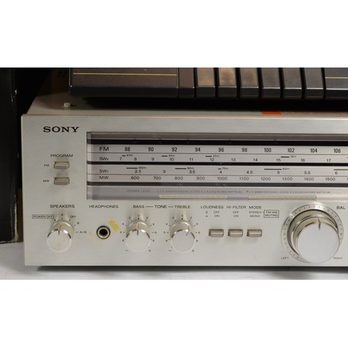 A Sony amplifier receiver model STR-434S, together with a Saisho midi ...