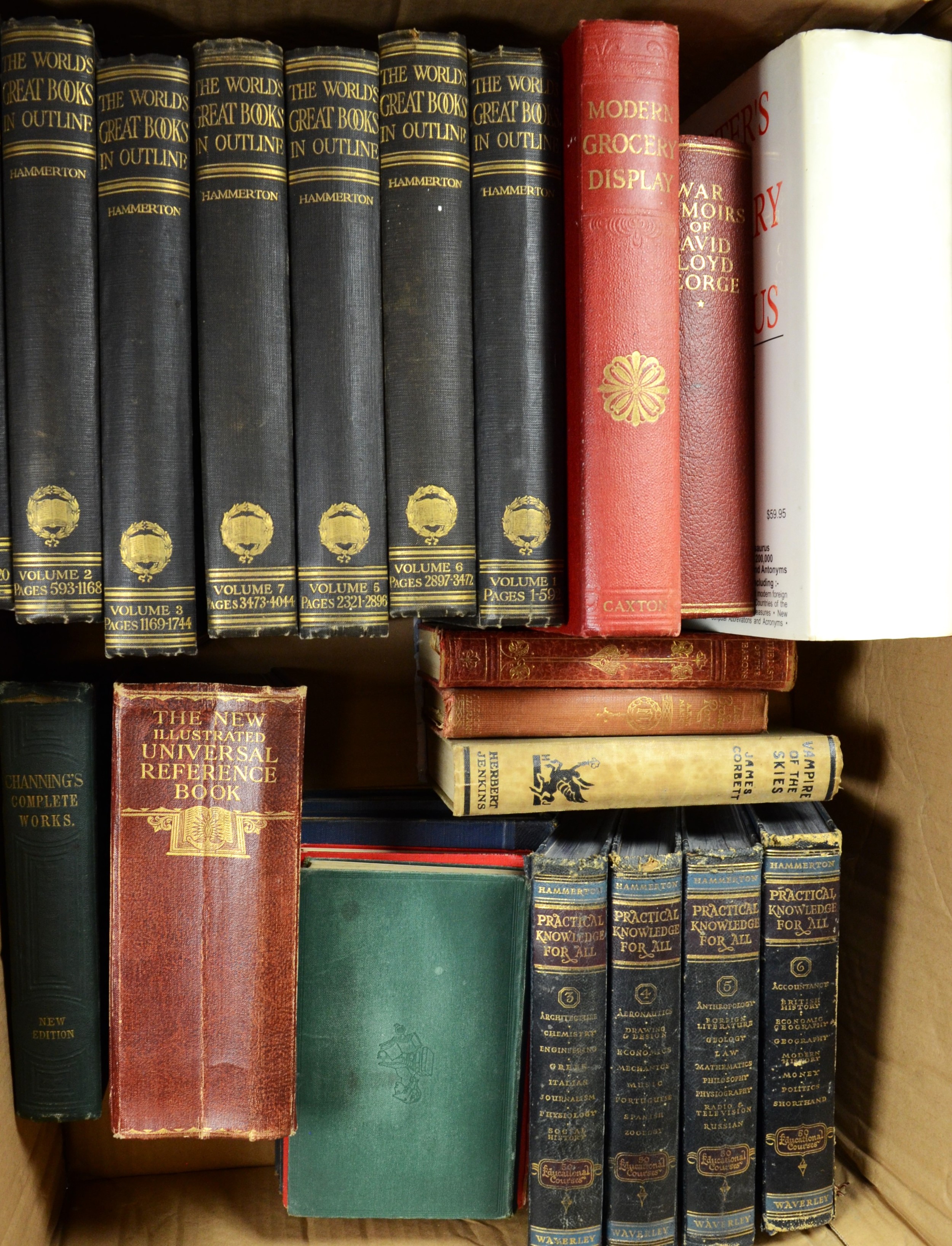 Eight boxes of assorted paperback and hardback books to include novels ...